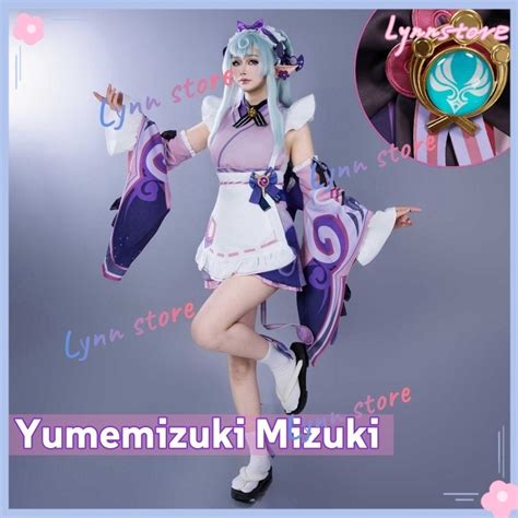 Genshin Impact Cosplay Costume Yumemizuki Mizuki Dress Wig Outfits Anime Party Carnival Costumes