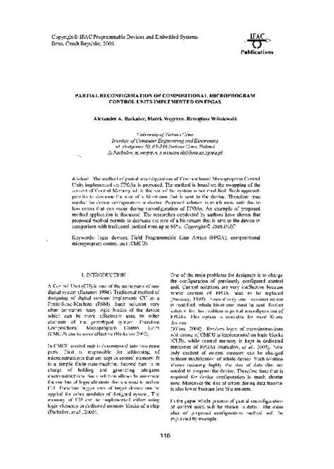 Pdf Partial Reconfiguration Of Compositional Microprogram Control