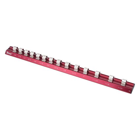 Titan Tools® 12 Drive 14 Slot Aluminum Magnetic Socket Rail Titan Tools® 12 Drive 14 Slot Aluminum Magnetic Socket Rail