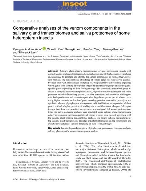 Pdf Comparative Analyses Of The Venom Components In The Salivary