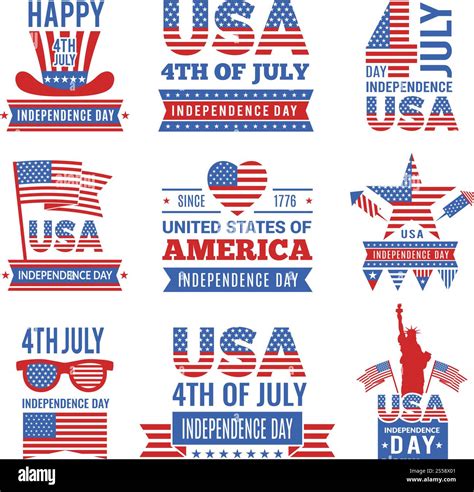 Fourth Of July Independence Day Logo Set Vector Labels Of Usa Identity