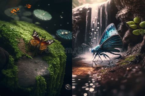 the epic race fairy tale insect vs butterfly at the waterfall with