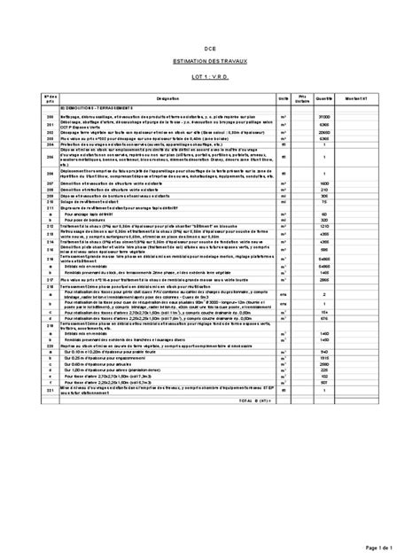 Devis Pour Travaux De Terrassement Pdf Matériaux Ingénierie