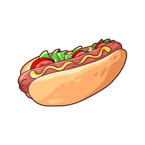 Dibujos Animados De Perritos Calientes En Ilustración Dibujada A Mano Vector Premium