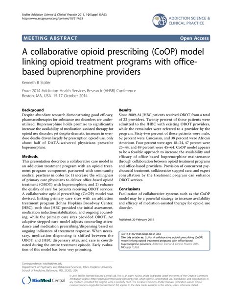 Pdf A Collaborative Opioid Prescribing Coop Model Linking Opioid