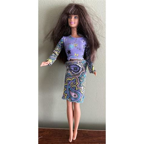 Vintage 1990s Mattel Barbie Doll With Purple Paisley Outfit Brunette Bendable Etsy