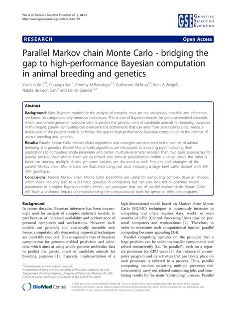 Pdf Parallel Markov Chain Monte Carlo Bridging The Gap To High Performance Bayesian