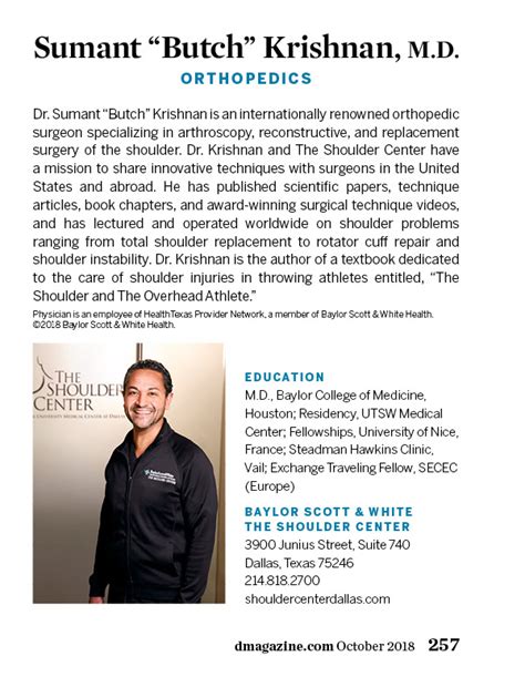 Sumant “butch” Krishnan Md Sports Medicine Dallas D Magazine