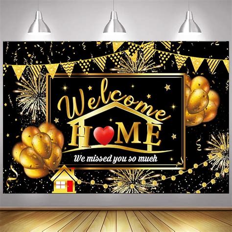 Welcome Home Backdrop Banner Decorations With 70 8x43 3，we Missed You