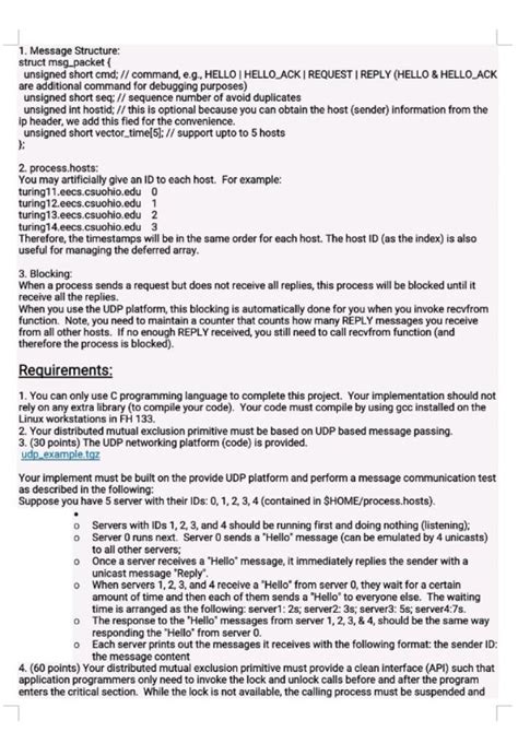 Solved Message Structure Struct Msg Packet Unsigned Chegg