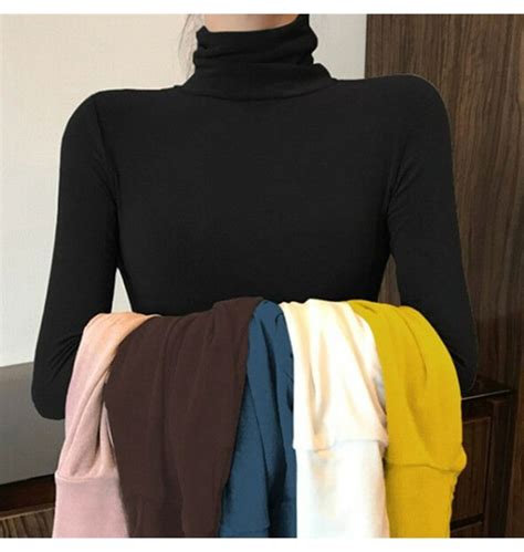 폴라넥 이너셔츠 여성 긴 소매 겨울 가을 얇은 스키니핏 이너티셔츠 슬림 솔리드 무지 유행 상의 티몬
