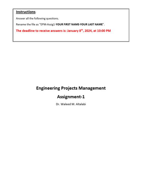Ahmed Daadaa Epm Assignment 1 2023 2024 Pdf Project Management