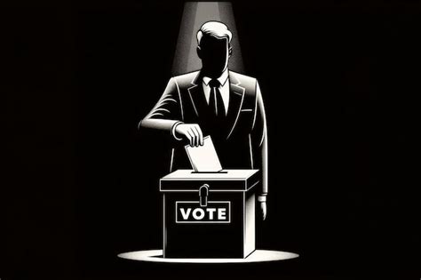 Premium Ai Image Voter Putting Ballot Into Voting Box On Solid Black Background With Spot