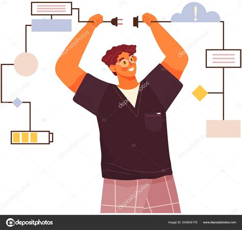 Technical Logical Thinking Mental Perceiving Concept Man Fixing Equipment Connecting Wires