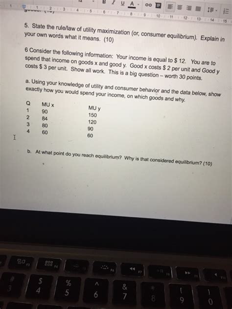 Solved State The Rulelaw Of Utility Maximization Or