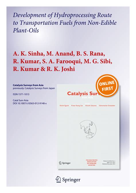 Pdf Development Of Hydroprocessing Route To Transportation Fuels From