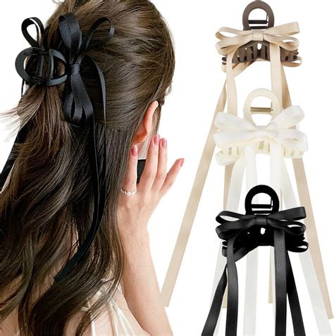 Agirlvct 2 Pack Bow Hair Clips With Long Tail 5 Inch