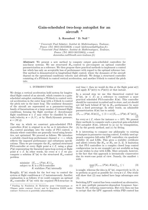 Pdf Gain Scheduled Two Loop Autopilot For An Aircraft