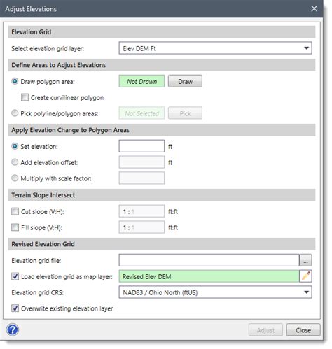 adjust elevations command civilgeo knowledge base