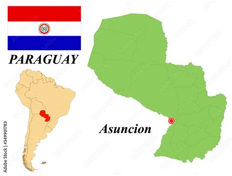 Republic Of Paraguay The Capital Is Asuncion Flag Of Paraguay Map Of