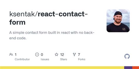 GitHub Ksentak React Contact Form A Simple Contact Form Built In React With No Back End Code
