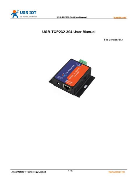 Usr Tcp232 304 User Manual V11 Pdf Ip Address Port Computer