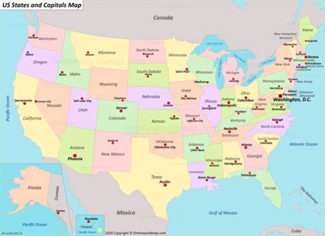 Map Of Usa And Their Capitals Printable Us Maps