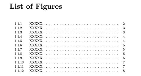 Table Of Contents How To Align Numbers In List Of Figures Tex