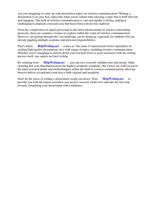 Dissertation Topics On Wireless Communication Pdf Wireless Network