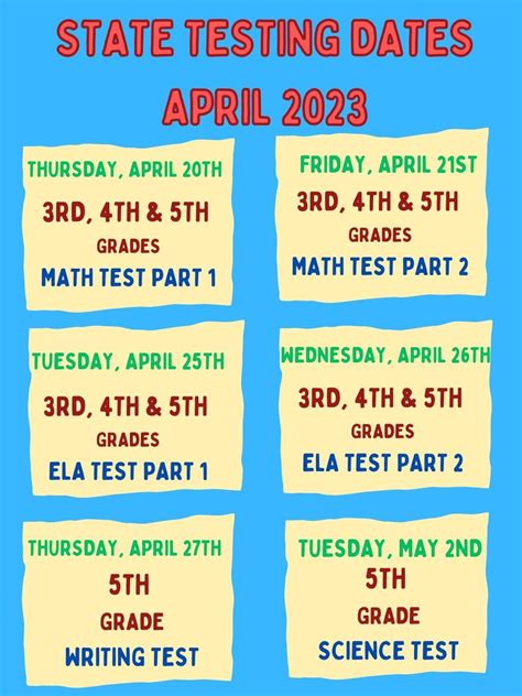 State Testing Dates For Elementary Edison Elementary