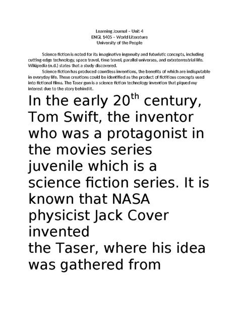 Lj Unit 4 Learning Journal Learning Journal Unit 4 Engl 1405 World Literature University