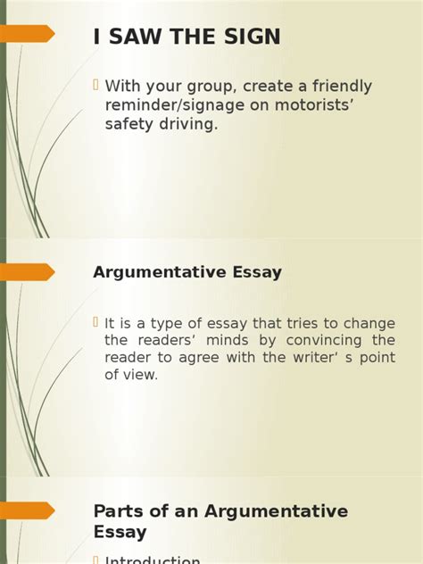 Argumentative Essay Parts And Characteristics Pdf Traffic Collision Driving