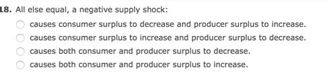 Solved 18 All Else Equal A Negative Supply Shock Causes