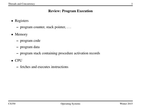 Ppt Review Program Execution Registers Program Counter Stack
