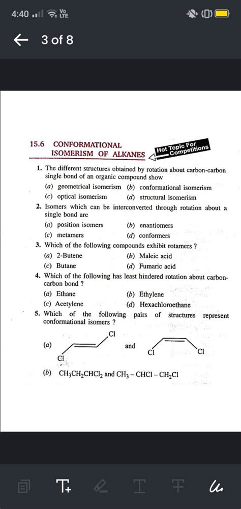 15 6 Conformational Isomerism Of Alkanes Hot Topic For Leftarrow 3 Of 8