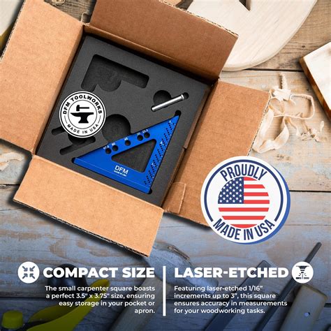 Dfm Small Carpenters Square Work Tools W Fixed Miter Angle Pin Precision