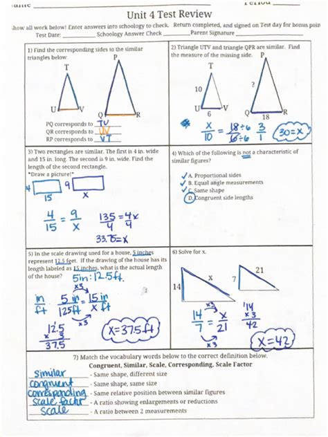 Unit 4 Test Review Key Pdf