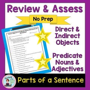 Direct Indirect Objects Predicate Adjectives Nouns Review Assessment