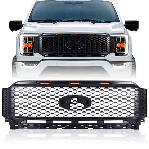 2021 F150 Front Grille Powechox Gloss Black Front Grille For Ford F150