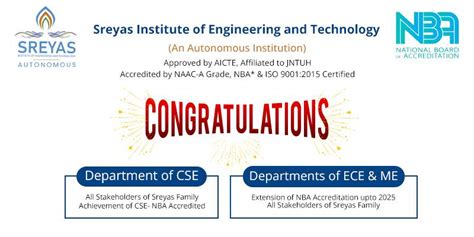 Sreyas Top Engineering College In Hyderabad Nba And Naac Accredited Now Autonomous