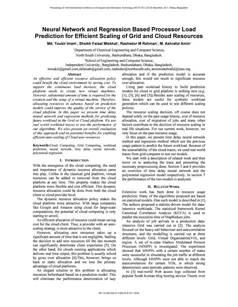 Pdf Neural Network And Regression Based Processor Load Prediction For Efficient Scaling Of