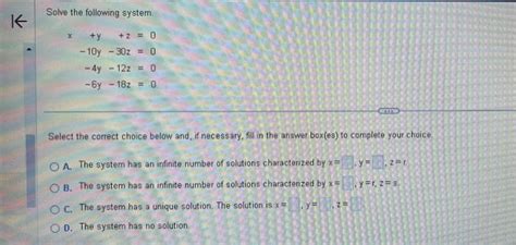 Solved Solve The Following System Chegg