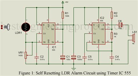 self resetting ldr alarm using timer ic 555 engineering projects