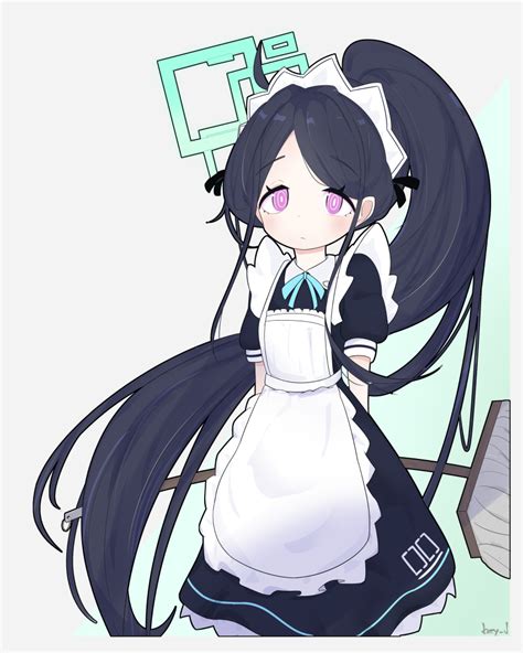 Safebooru 1girl Absurdres Apron Aqua Ribbon Aris Blue Archive Aris