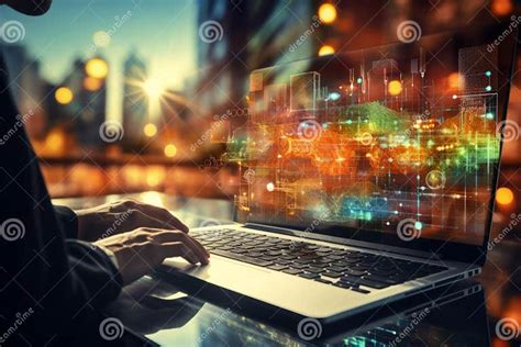 Human Hands Typing On Keyboard Concept Of Cybersecurity Hacking Data Stealing Stock