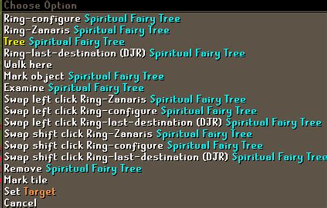 why can t i set my tree as my left click or shift left click r 2007scape