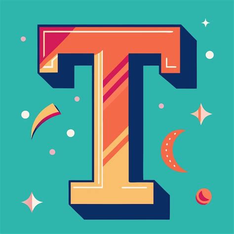 Clean Vector Illustration Of The Letter T With Bold Typography And