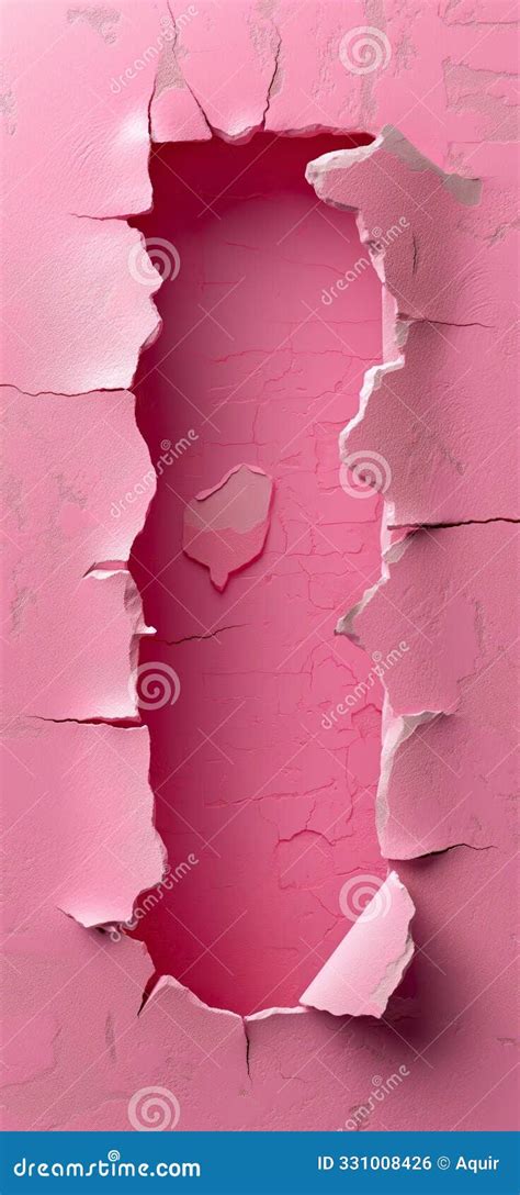 Hole In A Wall Hole Broken In A Pink Wall Stock Illustration