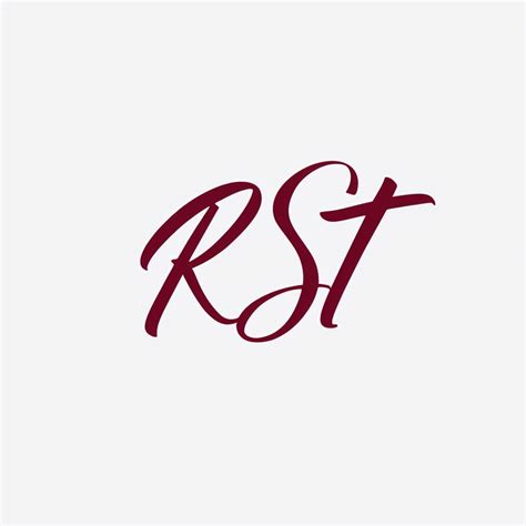 Elegant Maroon Cursive Rst Monogram On White Background Monogram Playground