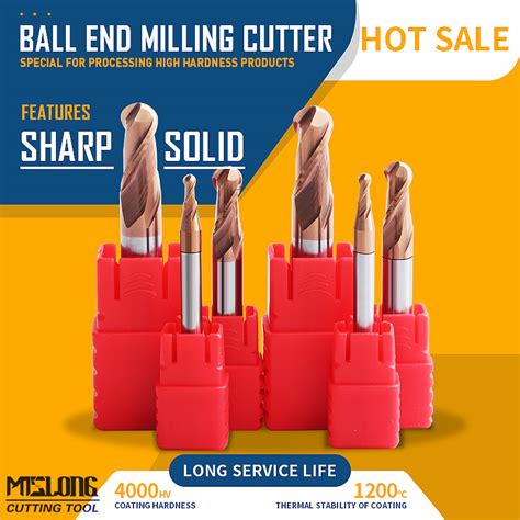 55hrc Solid Carbide Ball Nose End Mill Bits For Steel Cnc Machine Tools